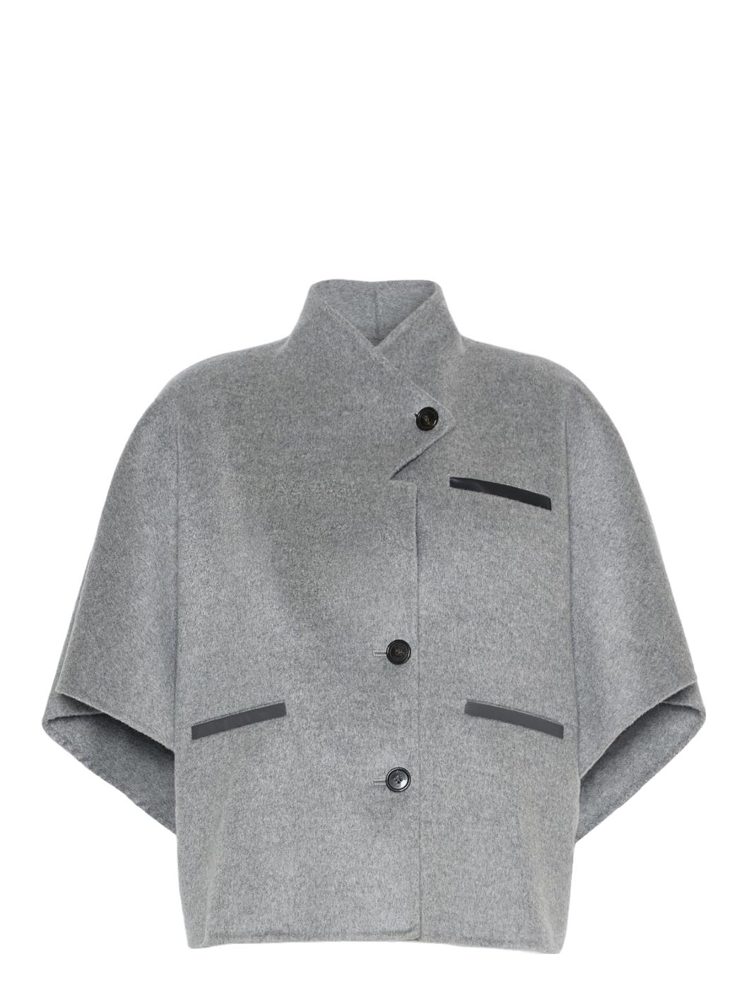 MAX MARA Max Mara Lightweight Cashmere Cape with Leather Trim